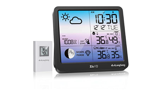 ALongSong Weather Station Indoor Outdoor Thermometer Large LCD Display ...