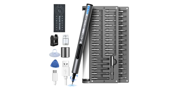 PKEY Electric Screwdriver, Mini Electric Screwdriver Cordless with 55 ...
