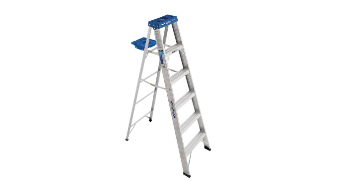 WERNER 6 ft. Aluminum Step Ladder with 250 lb. Load Capacity Type I ...