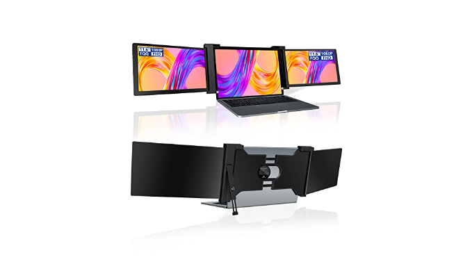FQQ Triple Portable Monitor, 1080P FHD IPS Laptop Screen Extender Full ...