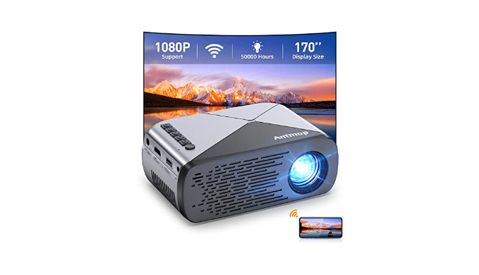 Mini Portable Projector with WiFi, Antmap 2023 Upgraded Home Theater ...