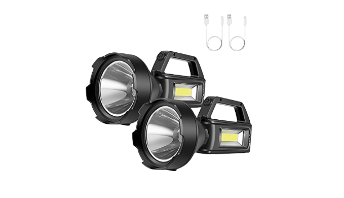 KHOOW Rechargeable Spotlight Flashlight, High Lumens Work Lights with 4 ...