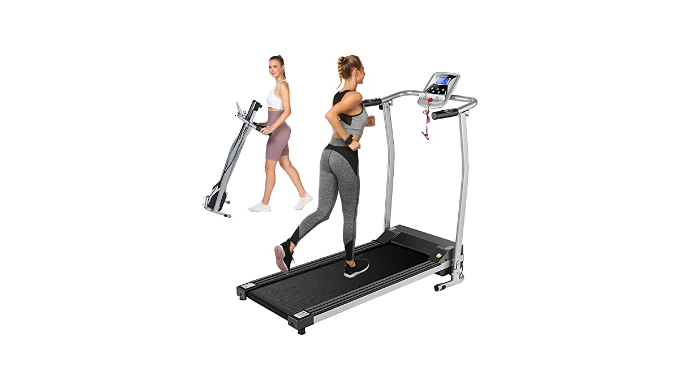 Electric Folding Treadmill with Incline for Home with LCD Monitor,Pulse ...