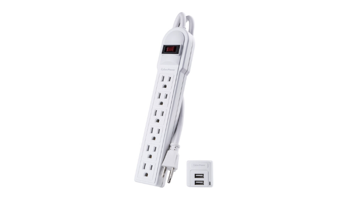 CyberPower 6-Outlet Surge Protector with 2 USB-A Ports (White) - Coupon ...