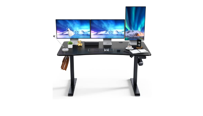 Height Adjustable Electric Standing Desk, 55 X 30 Inch Curved Standing ...