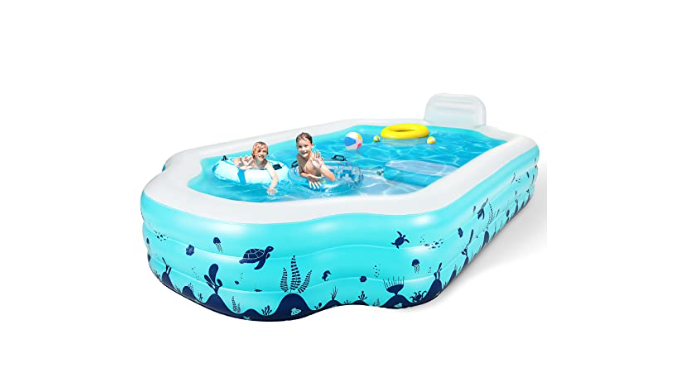 Kiddie Pool Inflatable Swimming Pool, 122″*71″*20″ Oversized Thickened ...
