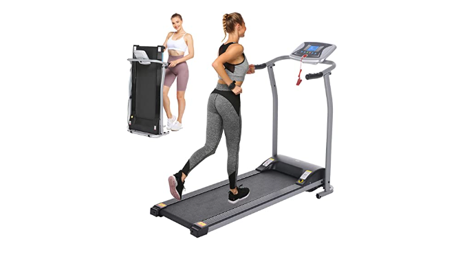 Electric Folding Treadmill with Incline for Home with LCD Monitor,Pulse ...