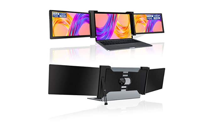 FQQ Triple Portable Monitor, 1080P FHD IPS Laptop Screen Extender Full ...