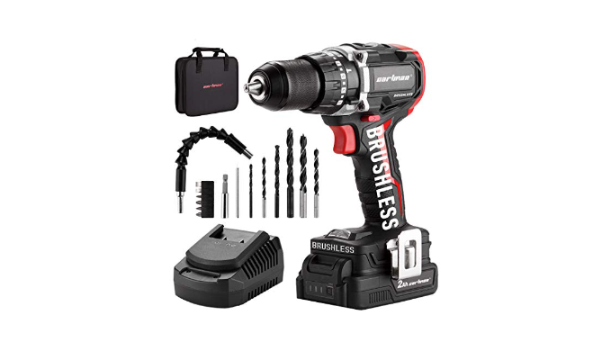 CARTMAN Cordless Drill, Brushless 20V 1/2 Inch Keyless Chuck Drill ...
