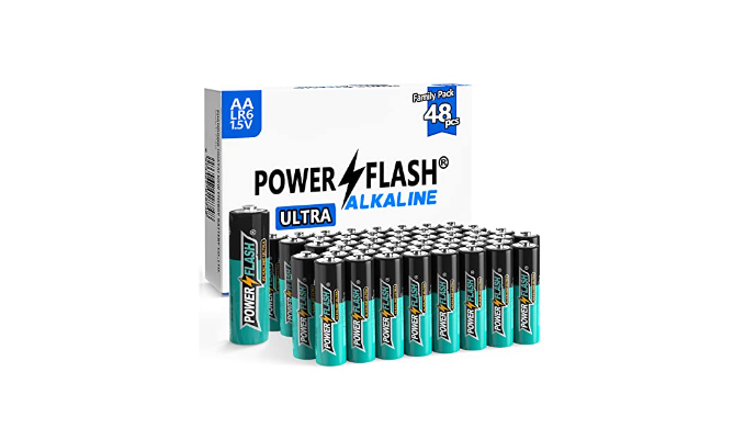 PowerFlash AA Batteries, 48 Count Double A Battery with Long-Lasting ...