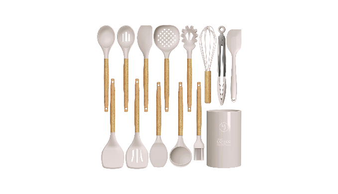 oannao Silicone Cooking Utensils Kitchen Utensil Set - 446°F Heat ...