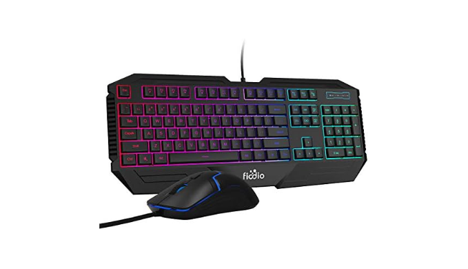 Fiodio Rainbow Wired Gaming Computer Keyboard and Mouse Combo ...
