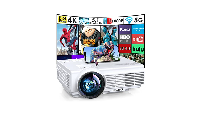 YOWHICK Projector with WiFi and Bluetooth, 5G WiFi Native 1080P 9500L ...