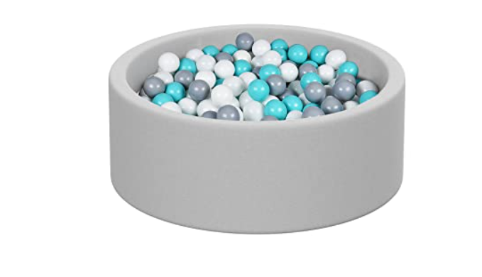 nowilt Foam Ball Pit- Gray Ball Pit for Kids 36×11 with 200 Colored Balls. Ball Pit for Toddlers ...