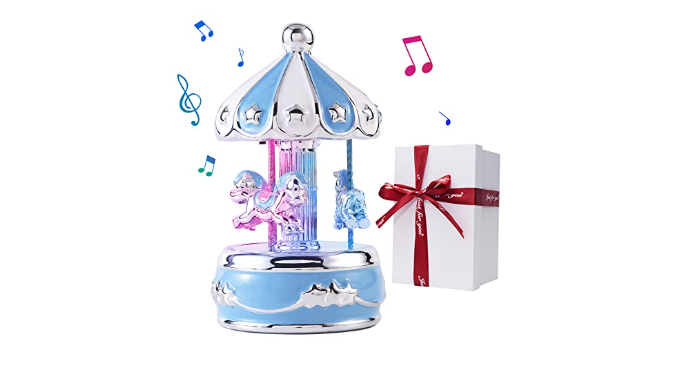 LMMIUU Carousel Music Box, Gift Wrapped Ceramic Musical Carousel Horse ...