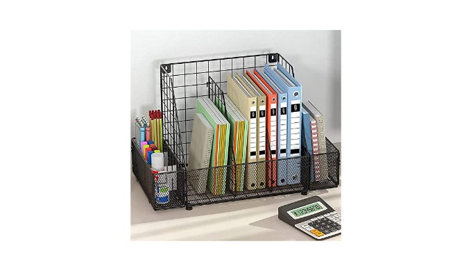 Vertical Magazine Holders Rack Large Desk File Organizer,Metal Mesh ...