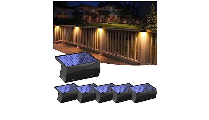 Lacoco Solar Deck Lights 6 Pack [ Large Size ], RGB Lock& Warm White ...