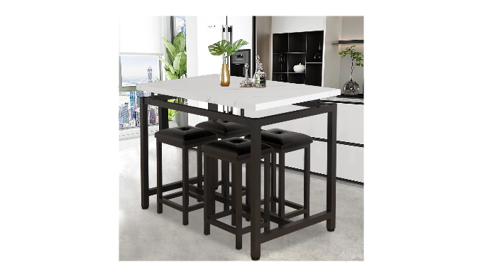 Counter Height Table Set of 5, Breakfast Bar Table and Stool Set ...
