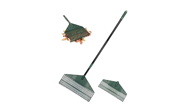 Garden Leaf Rake with 2 Plastic Heads (30T&26T), Adjustable Black Steel ...