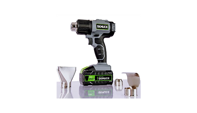 Cordless Heat Gun, SKMUCE 20V Hot Air Gun Kit with 5.0Ah Rechargeable ...