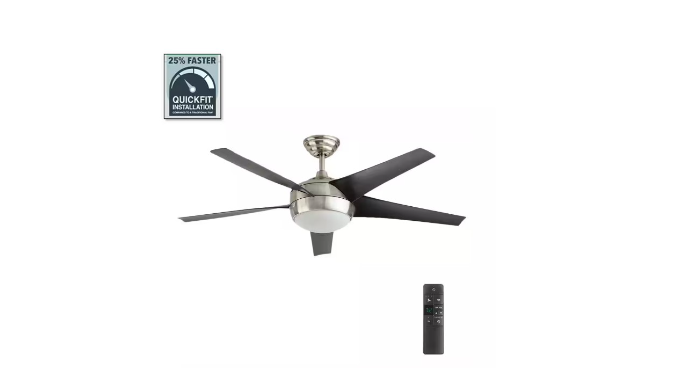 Windward IV 52 in. Indoor LED Brushed Nickel Ceiling Fan with Dimmable ...