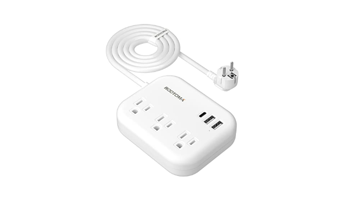 European Travel Plug Adapter with USB C, ROOTOMA Outlet Converter US to ...