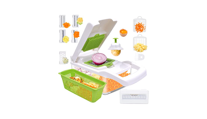 Vegetable Chopper,12-in-1 Multifunctional Veggie Chopper, white Kitchen ...