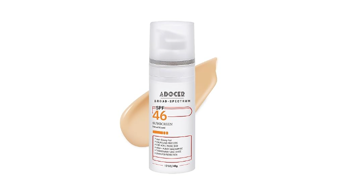 ADOCER Tinted Sunscreen for Face SPF 46, Ultra-Light Fluid Mineral ...