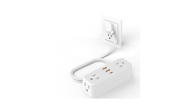 Flat Plug Power Strip, BEVA Ultra Thin 5FT Flat Extension Cord, 4 ...