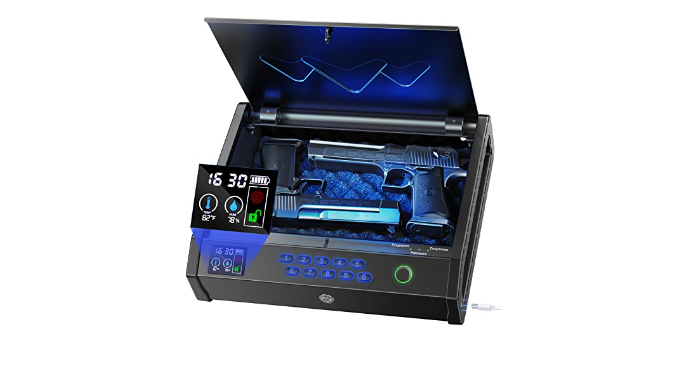 HOLEWOR Gun Safe, Biometric Gun Safes for Pistols with LCD Display of ...