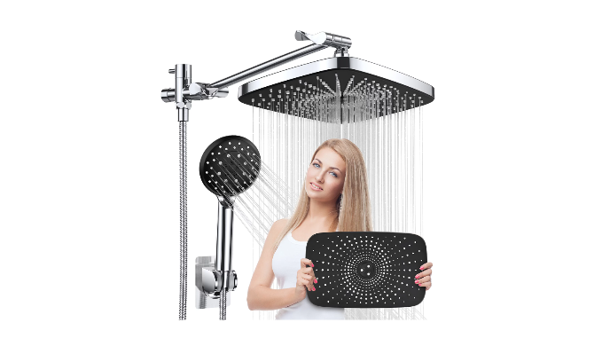 5-Setting High Pressure Shower Head, 12 inch Rain Shower Head with ...