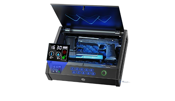 HOLEWOR Gun Safe, Biometric Gun Safes for Pistols with LCD Display of ...