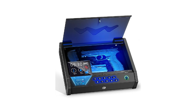 MOLICAR Gun Safe, Upgrade Biometric Gun Safes for Handgun with LCD of ...
