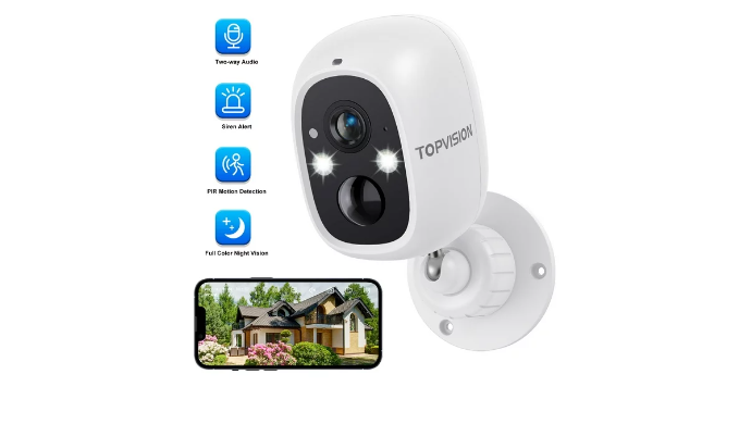 TOPVISION Wireless Security Camera, 2K WiFi Camera with Outdoor Night ...