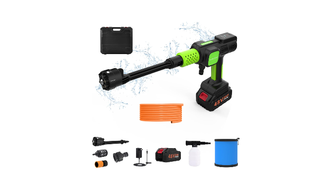 Cordless Pressure Washer, 50 Bar Portable Pressure Washer with 6-in-1 ...