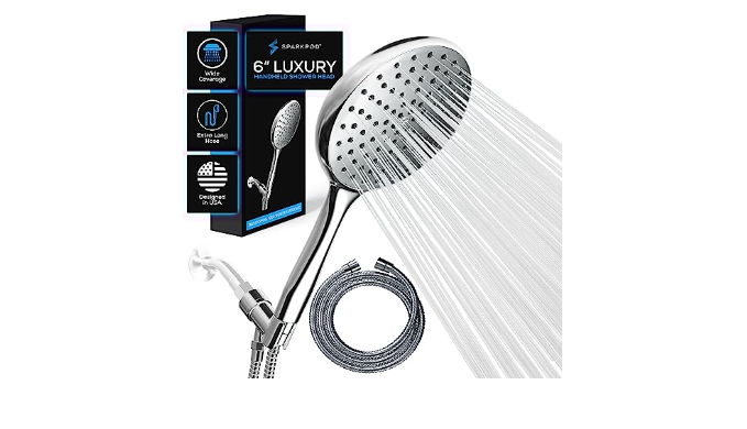 SparkPod High Pressure Handheld Shower Head with Hose - Huge 6-Inch ...