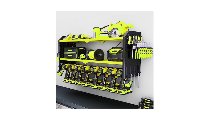 KAFAHOM Power Tool Organizer, Large 8 Drill Holder Wall Mount with 2 ...