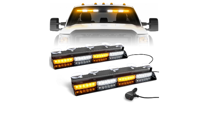 HLauto 6Z4J Emergency Dash Strobe Lights: 2×16.8 Amber White Safety ...