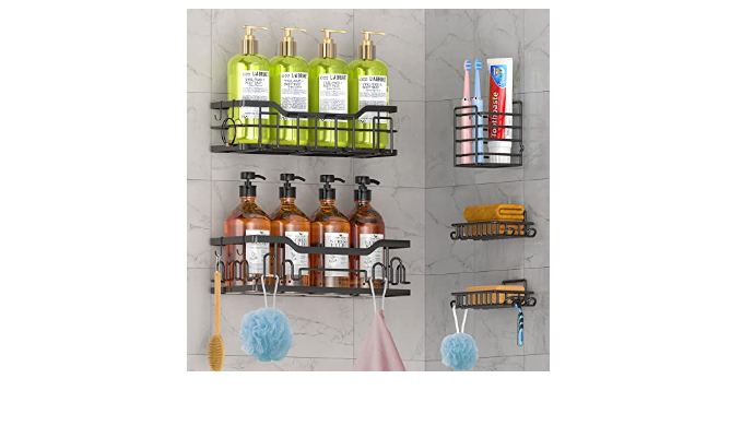 DILEASIR Shower Caddy Shower Organizer Set 5Pack Shower Shelf Adhesive ...