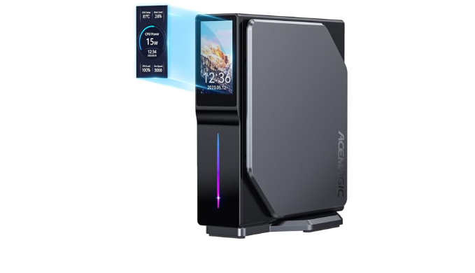 ACEMAGIC S1 Mini PC with LCD Screen, Intel Alder Lake-N95 (up to 3.4GHz ...
