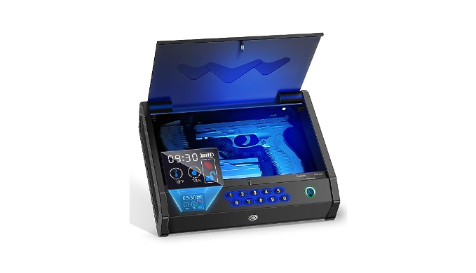 MOLICAR Gun Safe, Upgrade Biometric Gun Safes for Handgun with LCD of ...