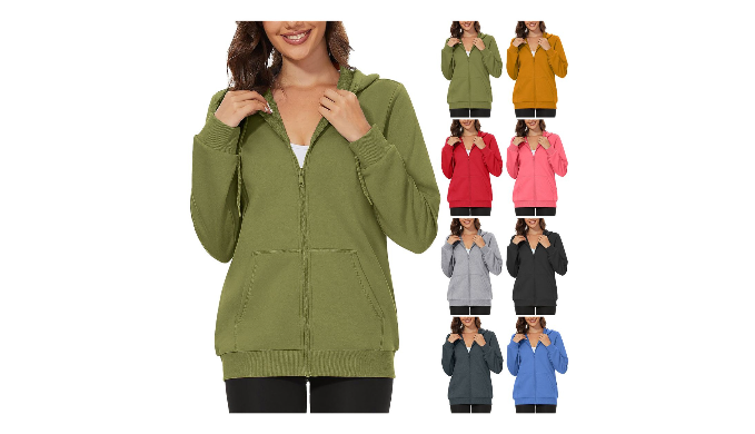 Women's Soft Fleece-Lined Full Zip-up Hoodie (2-Pack) - Coupon Codes ...