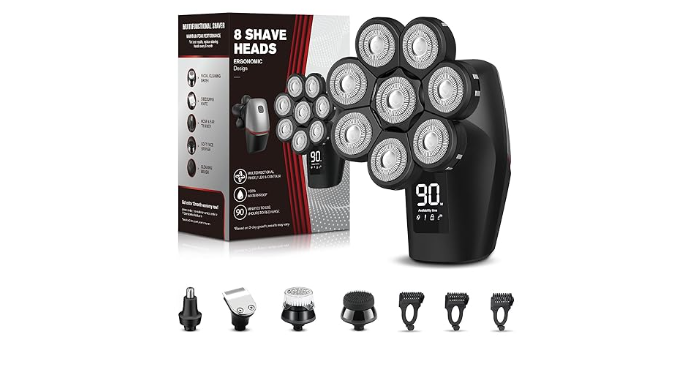 Mr.wintek 8D Head Shaver for Bald Men, 5-in-1 Head Electric Razor with ...