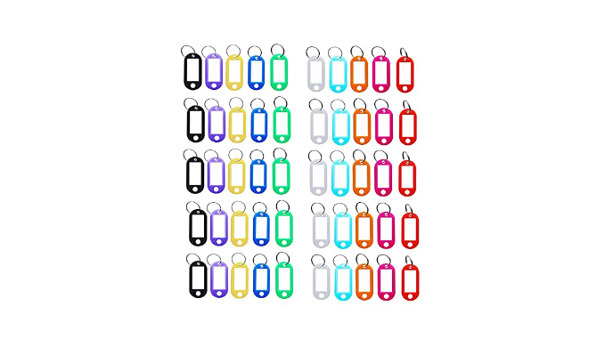 250 Pieces Plastic Key Tags, with Label Window ID Name and Split Ring ...