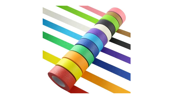 Aellabus Colored Masking Tape, 12 Rolls Colored Painters Tape for Arts ...