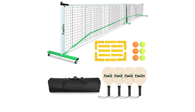 Fostoy Pickleball Net Set with Wheels, 22 FT Regulation Size, Court ...