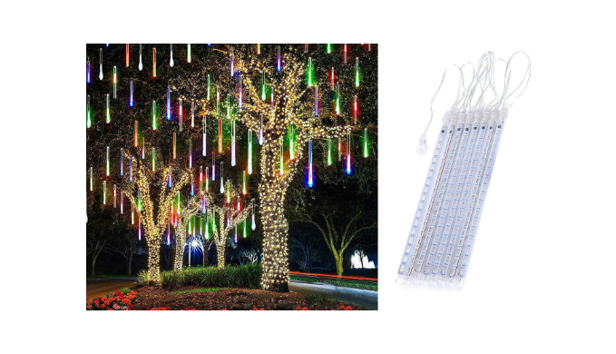 384 LED Meteor Shower Lights LED Falling Rain Lights 8 Tubes Outdoor ...
