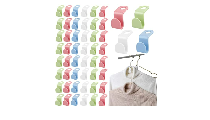 300 PCS Clothes Hanger Connector Hooks, 4 Colors Magic Hanger Organizer ...