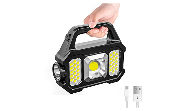 Solar Handheld Flashlight with USB Cable, 6 Modes Rechargeable ...