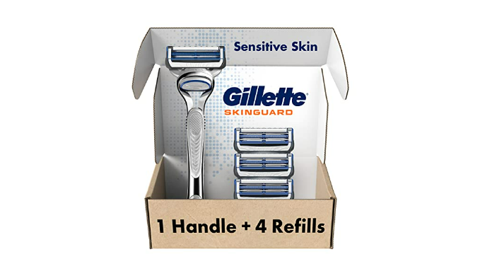 Gillette SkinGuard Razors, 1 Gillette Razor, 4 Razor Blade Refills ...